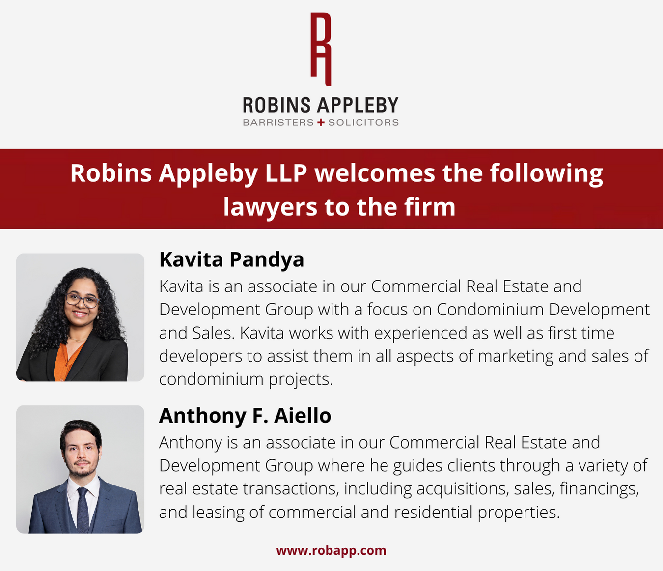 Robins Appleby Welcomes Two Associates - News Robins Appleby Welcomes Two Associates - News